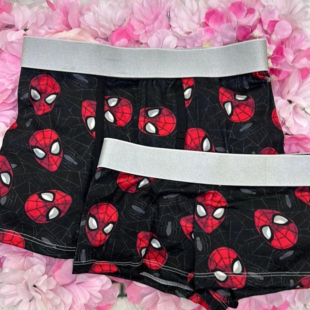 Spiderman Print Boxer Matching Set For Couples Cozy Nights🕷️ – Fundies