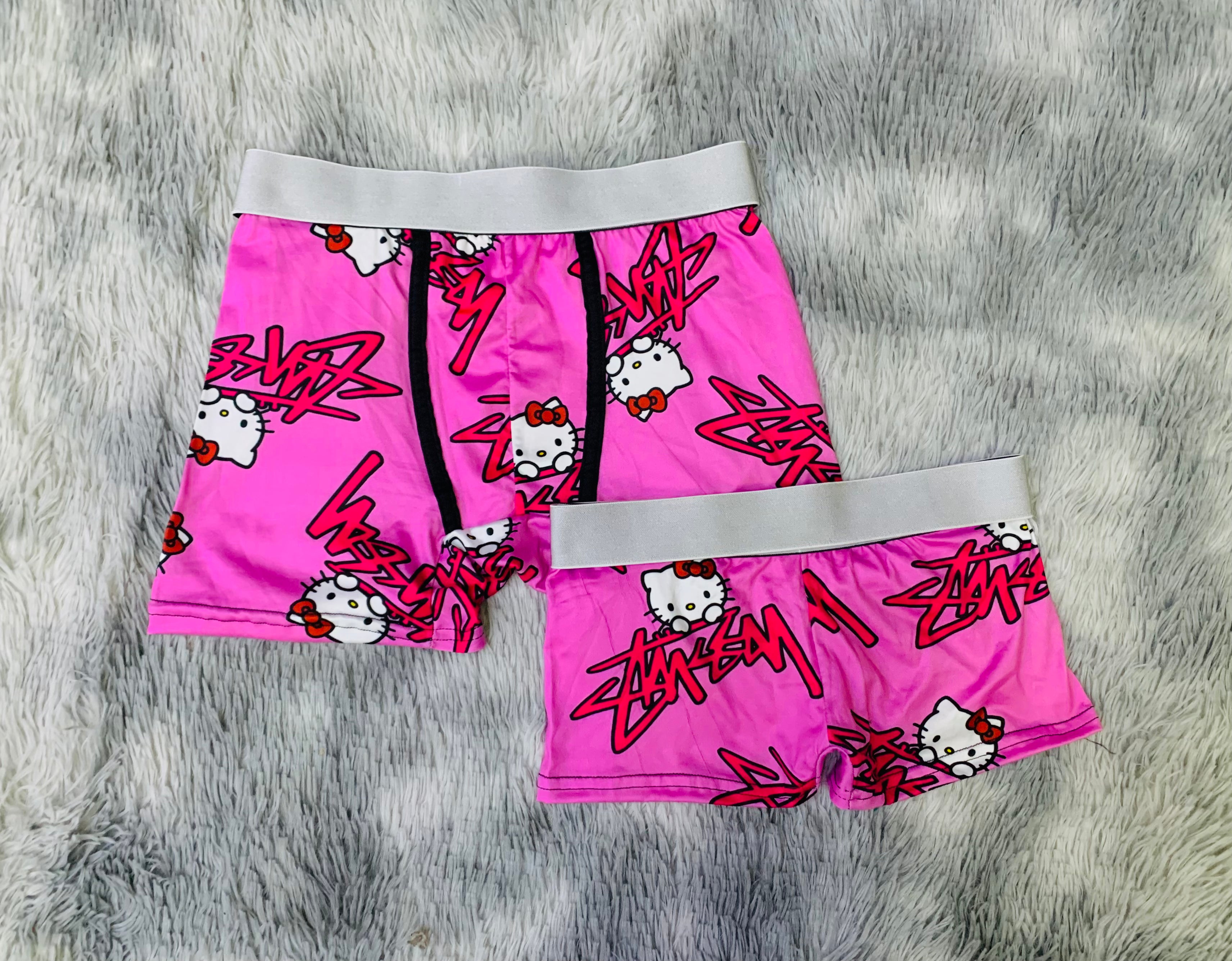 Hello kitty stussy pink matching couples boxer underwear – Fundies